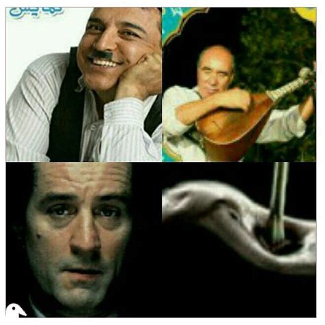 Four Different Pictures With One Man Holding A Guitar And The Other