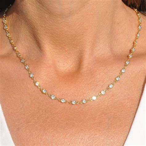 Gold Chain With Tiny Diamonds Etsy