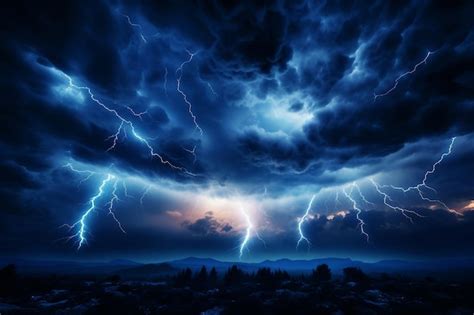 Premium AI Image Electrifying Thunder And Lightning Effects In A Blue