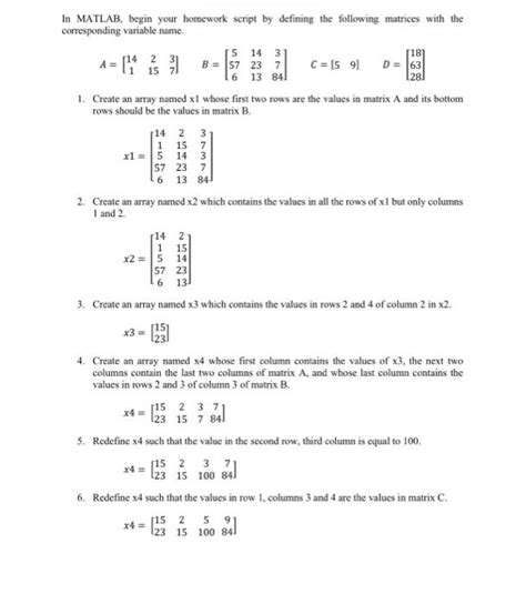 Solved A 114 2 31 6 In Matlab Begin Your Homework Script