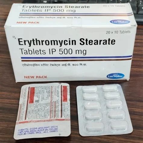 Erythromycin Stearate 500 Tablet Packaging Size 1x20 At ₹ 125strip