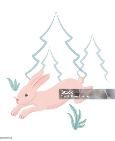 만화 토끼 또는 토끼 달리는 토끼 수채화 아이들의 T셔츠 인사말 카드 포스터에 인쇄 흰색 배경에 손으로 그린 벡터 일러스트 레이 션 0명에 대한 스톡 벡터 아트 및 기타