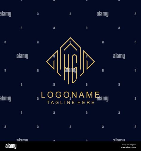 Initial Logo Hg Monogram With Rhombus Line Style Design Vector Graphic