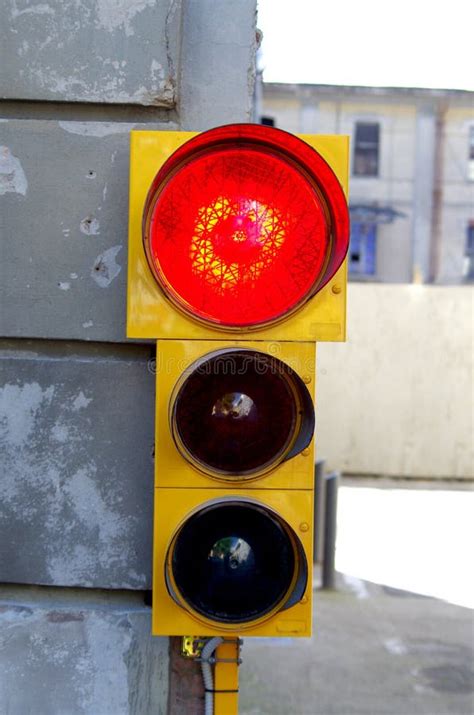 Yellow Light That Manages Traffic And Passage Stock Image Image Of