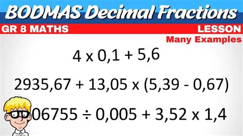 Decimal Fractions Grade 8 Bodmas