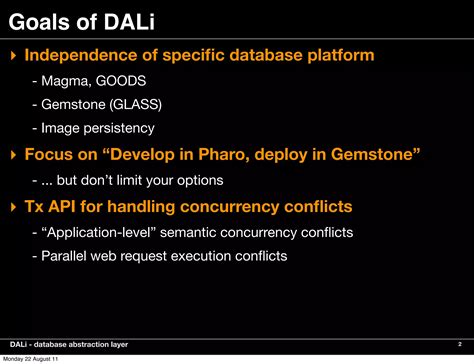 Dali A Database Abstraction Layer Ppt