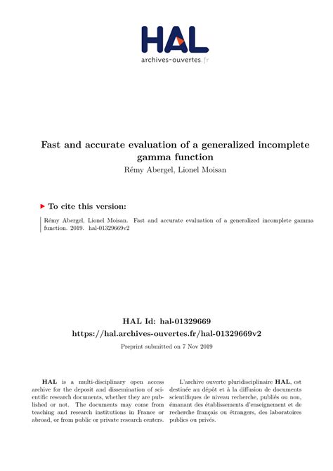 fast and accurate evaluation of a generalized incomplete gamma function