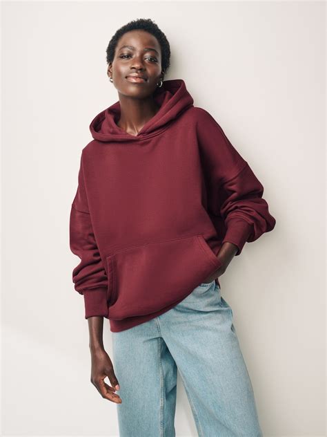 Buy Burgundy Red Oversized Relaxed Fit Heavyweight Brushed Longline