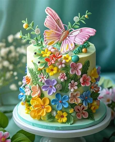 Floral And Butterfly Cake Art Butterfly And Flower Cake Design