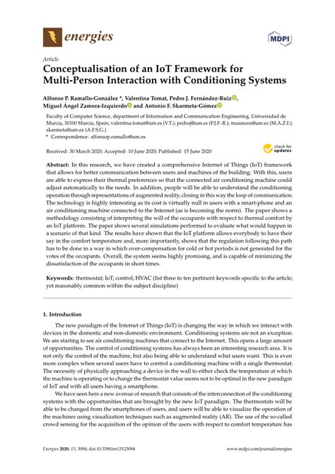 Pdf Conceptualisation Of An Iot Framework For Multi Person Interaction With Conditioning Systems
