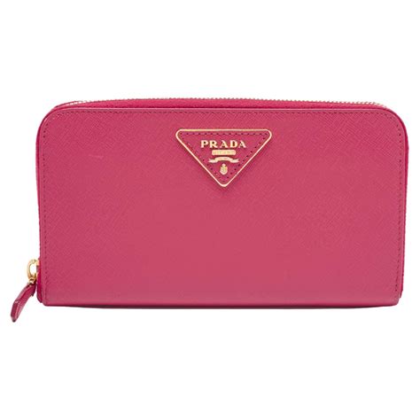 Prada Pink Saffiano Metal Leather Wallet On Chain For Sale At 1stdibs