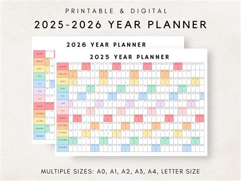 2025 2026 Yearly Planner Year Planning Calendar Calendar Poster 2025