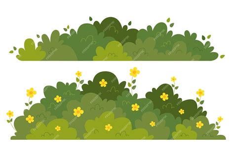 Premium Vector Set Of Bush And Grass Vector Illustration