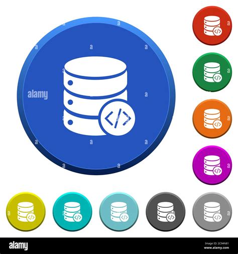 Database Programming Round Color Beveled Buttons With Smooth Surfaces