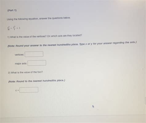 Solved Part 1 Using The Following Equation Answer The Questions Below X 2 20 Y 2 3 1 1