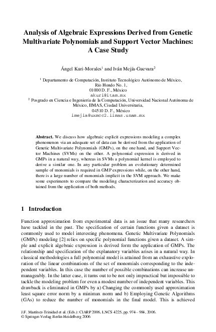 Pdf Analysis Of Algebraic Expressions Derived From Genetic Multivariate Polynomials And
