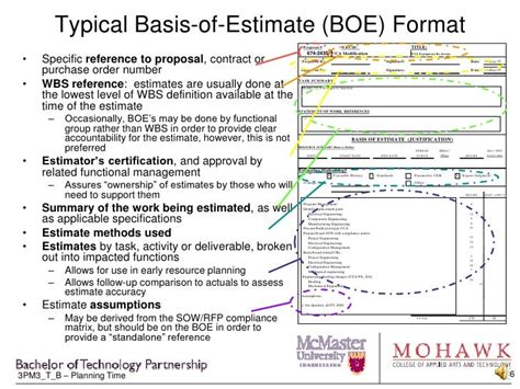 Basis Of Estimate Template
