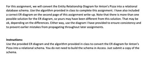 Solved For This Assignment We Will Convert The Entity Chegg