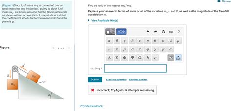 Solved Figure 1 Block 1 Of Mass M1 Is Connected Over An