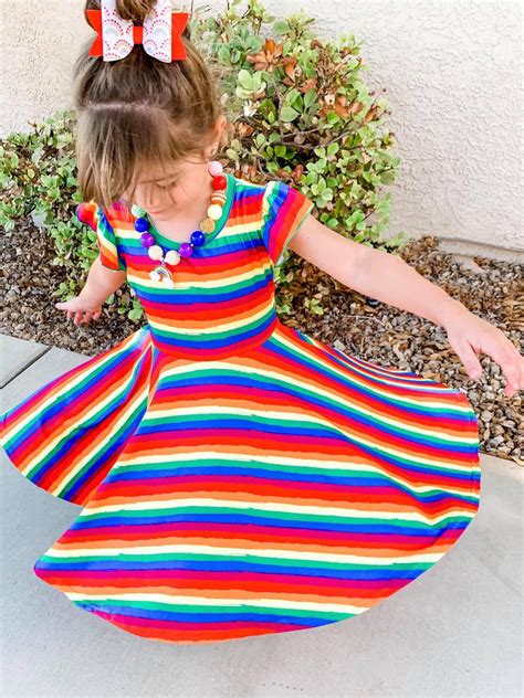 Rainbow Stripe Twirly Dress Little Dress Shoppe