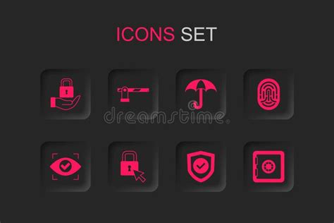 Set Lock Parking Car Barrier Shield With Check Mark Fingerprint