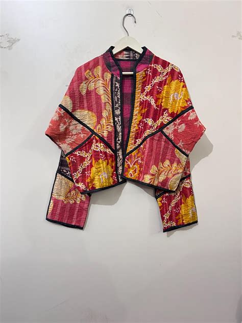 New Style Trendy Vintage Kiara Cropped Quilted Patchwork Kantha Jacket
