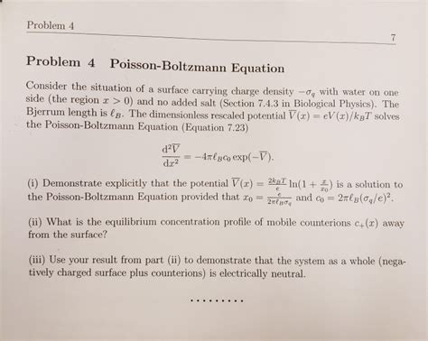 Solved Problem 4 7 Problem 4 Poisson Boltzmann Equation