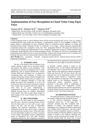 Implementation Of Face Recognition In Cloud Vision Using Eigen Faces PDF
