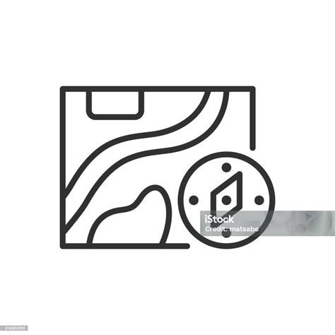 지도와 나침반 선형 아이콘입니다 편집 가능한 획이 있는 선 나침반에 대한 스톡 벡터 아트 및 기타 이미지 나침반 도로