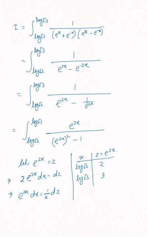 Update Ans Class 12 Definite Integration Int Log √2 To Log √3 1 E X E X E X E X Dx