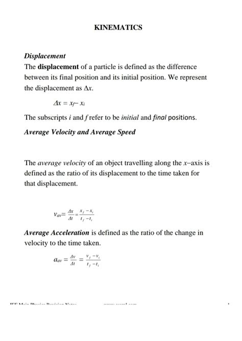 Solution Jee Main 2025 Physics Notes Kinamatics Studypool