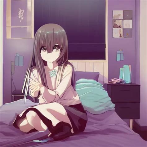 Anime Girl Sitting On Her Bed Anime Visual Key Anime 47 Off