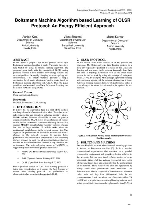 Pdf Boltzmann Machine Algorithm Based Learning Of Olsr Protocol An