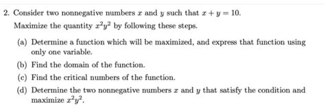 Solved Consider Two Nonnegative Numbers X And Y Such That