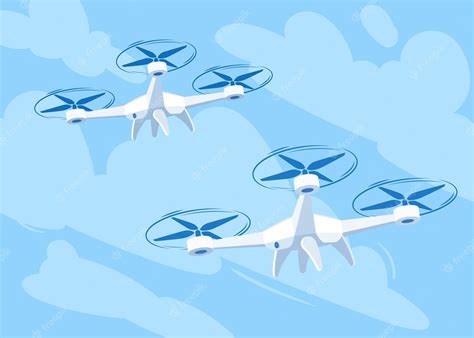 Flying Drone With Blue Sky Background Vector Illustration Cartoon