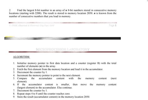 Solved 2 Find The Largest 8 Bit Number In An Array Of N