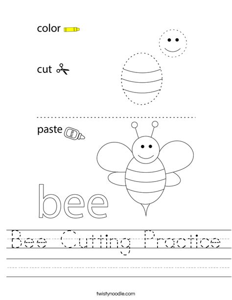 Bee Cutting Practice Worksheet Twisty Noodle