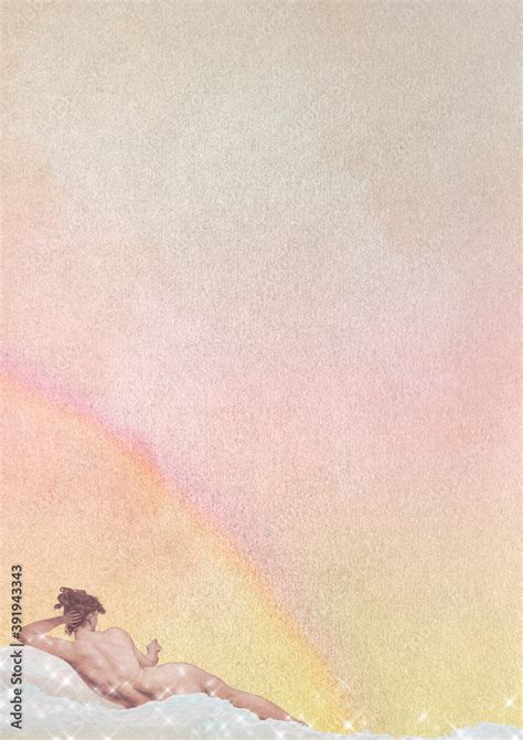 Reclining Nude Woman On A Cloud Background Stock Illustration Adobe Stock