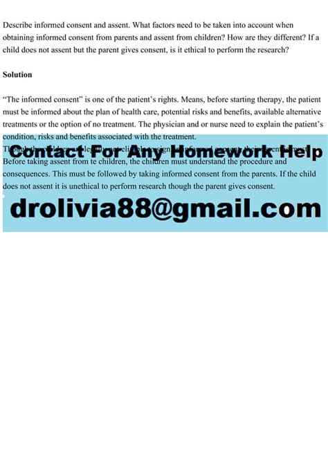 Describe Informed Consent And Assent What Factors Need To Be Taken Pdf