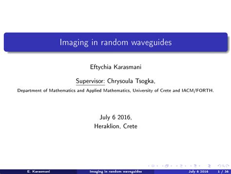 Pdf Imaging In Random Waveguides Phd Thesis Advisor Chrysoula Tsogka Co Advisor Liliana