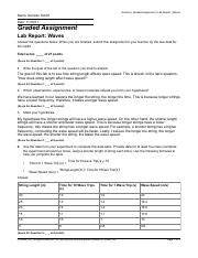 Lab Report Waves Pdf Science Graded Assignment Lab Report Waves Name Danielle Schlitt