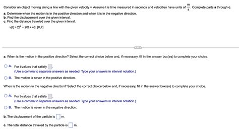 Solved Consider An Object Moving Along A Line With The Given