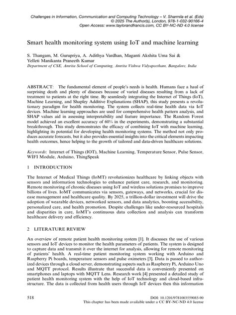 Smarthealthmonitoringsystemusingiotandmachi Pdf Internet Of