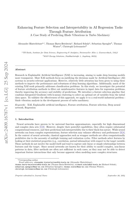 Pdf Enhancing Feature Selection And Interpretability In Ai Regression