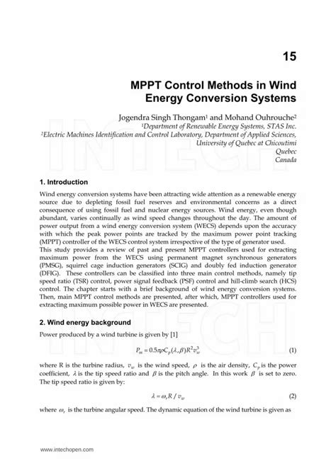 Pdf Mppt Control Methods In Wind Energy Conversion Systems Dokumentips