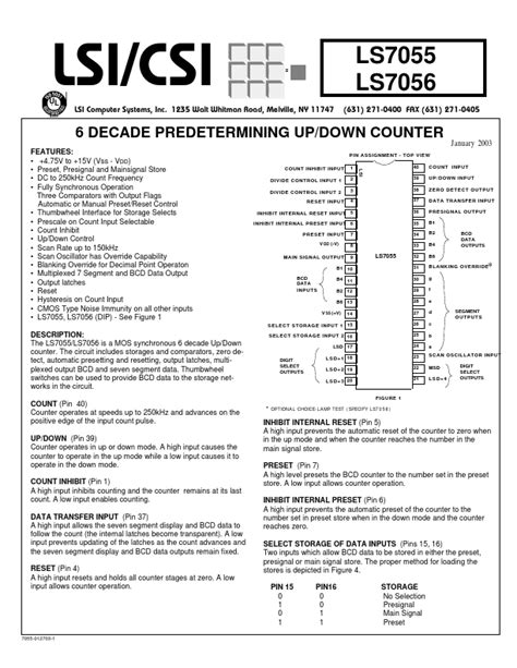 Ls7056 Datasheet Counter Equivalent Lsi