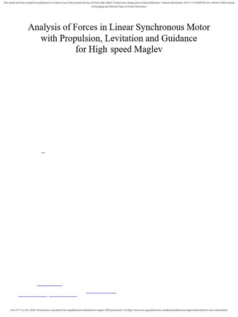 Analysis Of Forces In Linear Synchronous Motor With Propulsion Levitation And Guidance For High