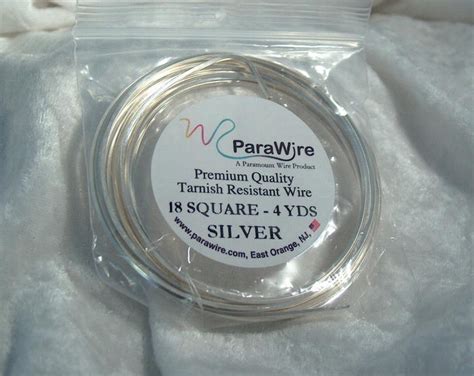 18 Gauge Square Silver Plated Wire Tarnish Resistant Parawire Etsy