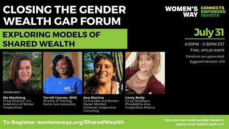 Closing The Gender Wealth Gap Forum Exploring Models Of Shared Wealth Women S Way