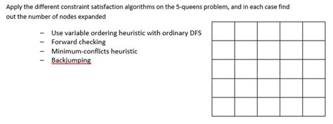 Solved Apply The Different Constraints Satisfaction Algorithm On The 1 Answer Transtutors